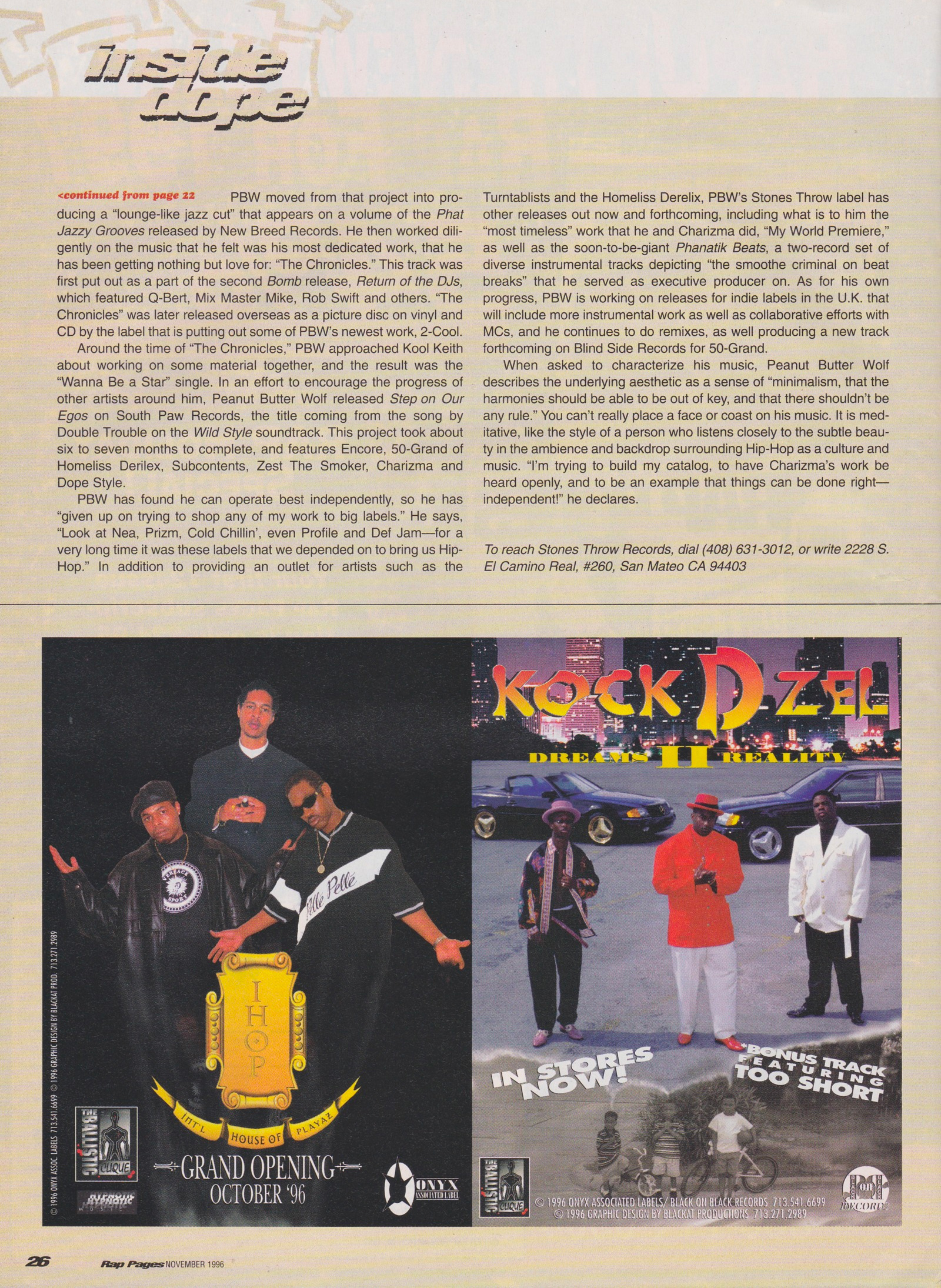 You Can Throw Stones … Rap Pages, 1996 | Stones Throw Records